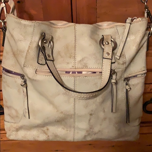 Nino BOSSI | Bags | Nino Bossi White Crackled Leather Shoulder Bag ...